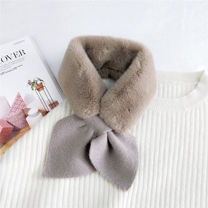 Plush Scarf Women Peach Heart Cross Scarves Soft F... – Grandado