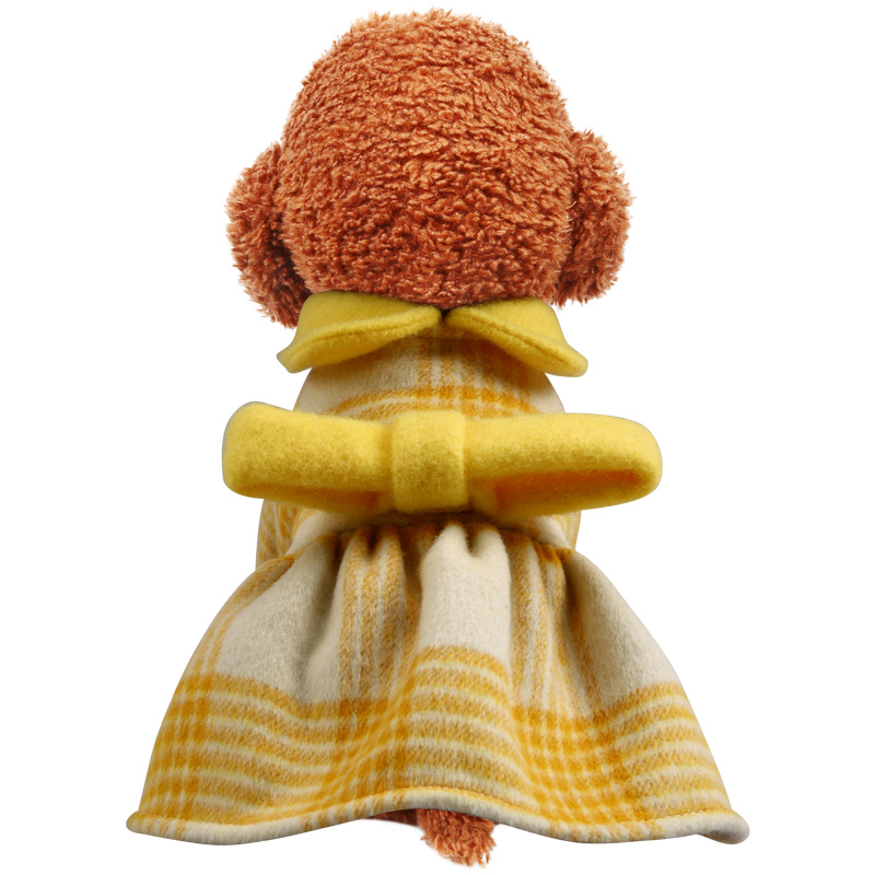 PETCIRCLE Dog Clothes Yellow Checked Doll Collar W... – Grandado