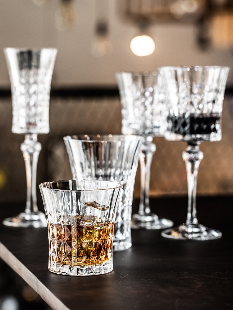 Europe Retro Carved Wine Glass Crystal Goblet Bran... – Grandado