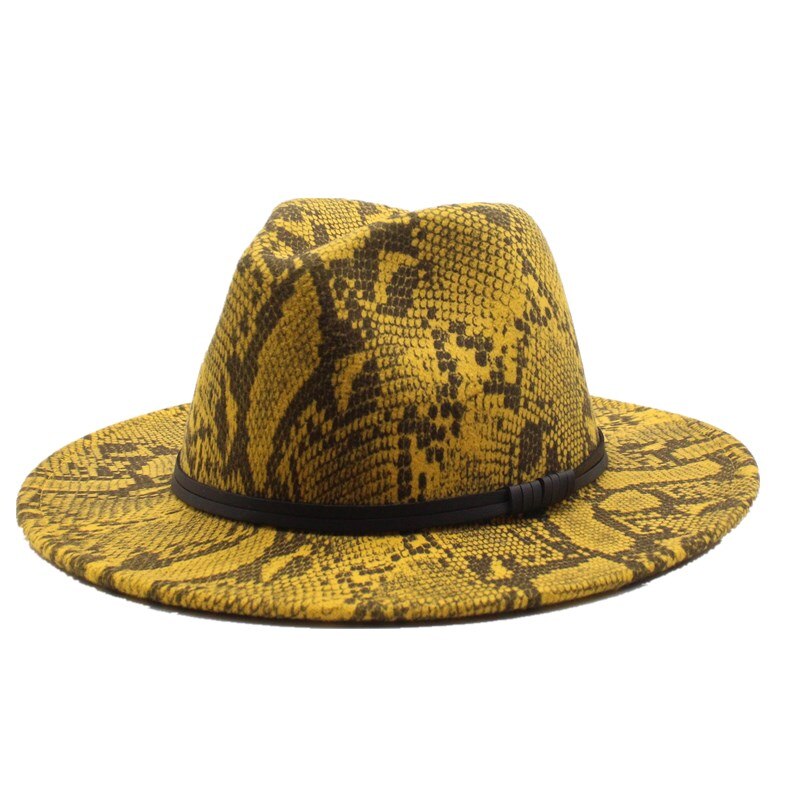 Seioum Autumn Winter Snake Pattern Jazz Fedora Hat... – Grandado