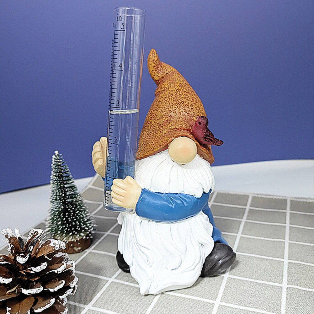 Resin Garden Gnome Rain Gauge Statue Dwarfs Figuri... – Grandado