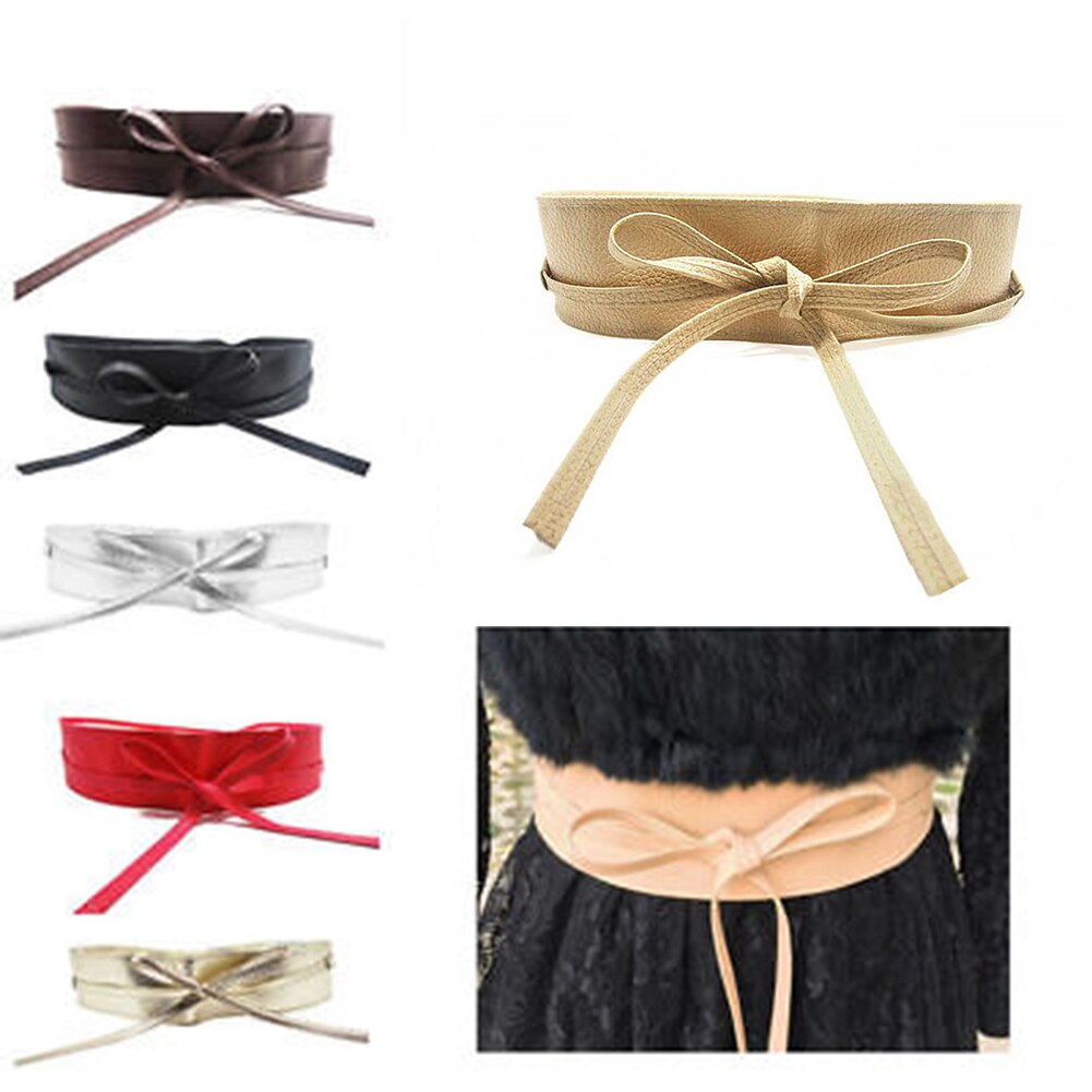Solid Color Faux Leather Waist Belt Wrap Tie Wide ... – Vicedeal