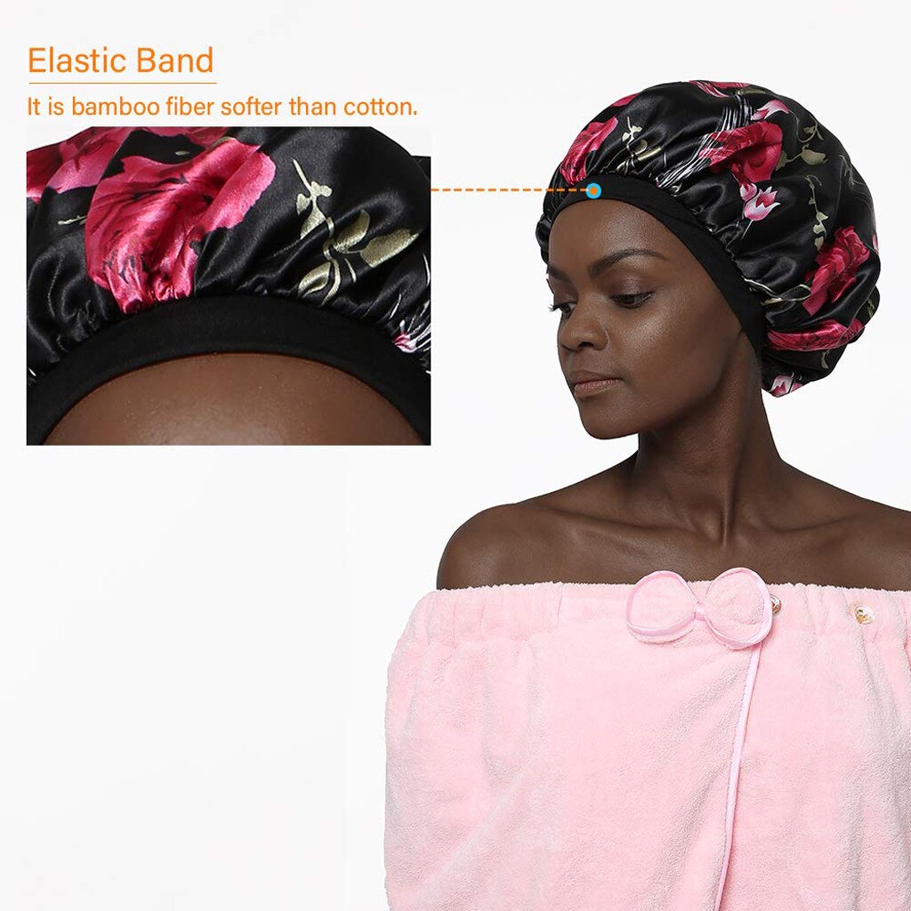 Women Sleep Cap Soft Silk Hair Bonnet with Wide Ba... – Vicedeal