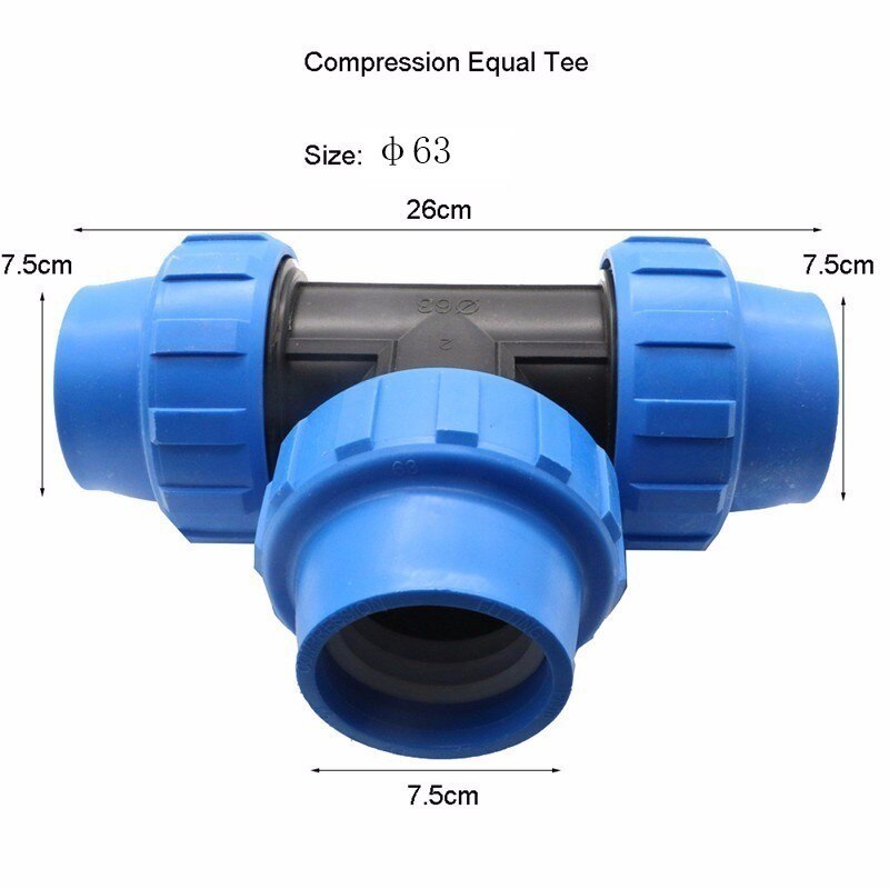 1pc HDPE Compression Equal Tee Plastic Irrigation ... – Grandado