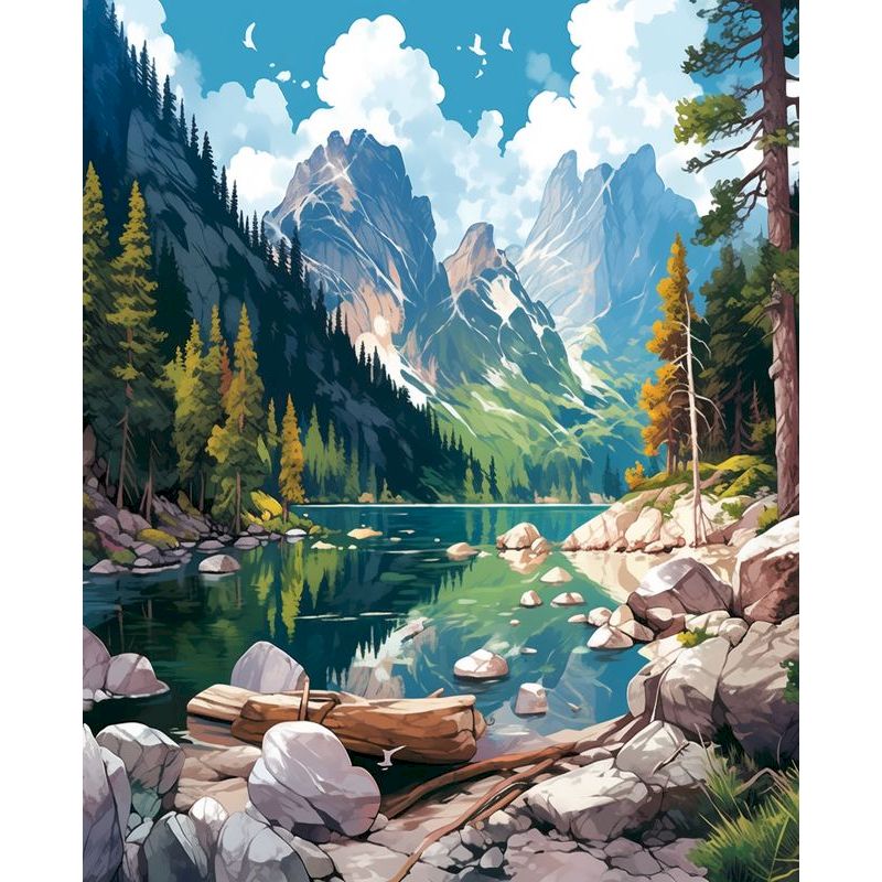 PhotoCustom Painting By Number Landscape DIY Frame... – Grandado