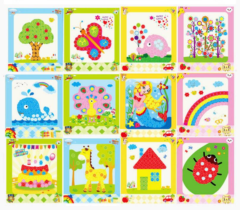 5Pcs/lot Kids DIY Button Stickers Drawing Toys Han... – Vicedeal