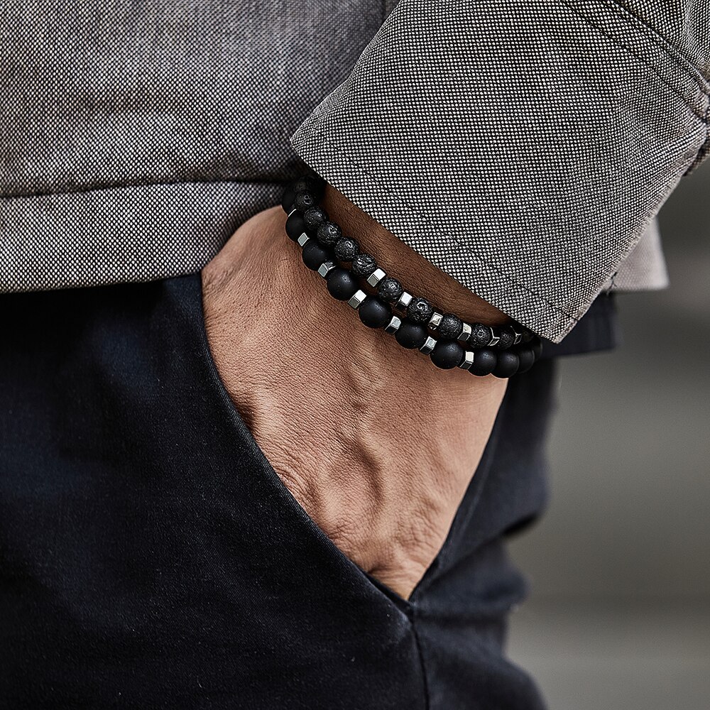 NAIQUBE Luxury Classic Men Bracelet Diy Charm Ston... – Grandado