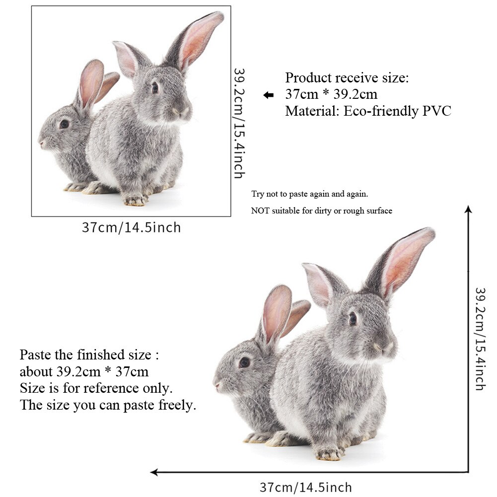 Two Little Gray Rabbits Wall Sticker Kids Room Dec... – Grandado