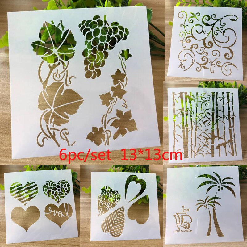6pc Stencil Bullet Journal Vines Heart Painting Te... – Grandado