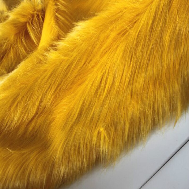 Golden yellow 9cm long plush fur fabric cabinet ta... – Grandado