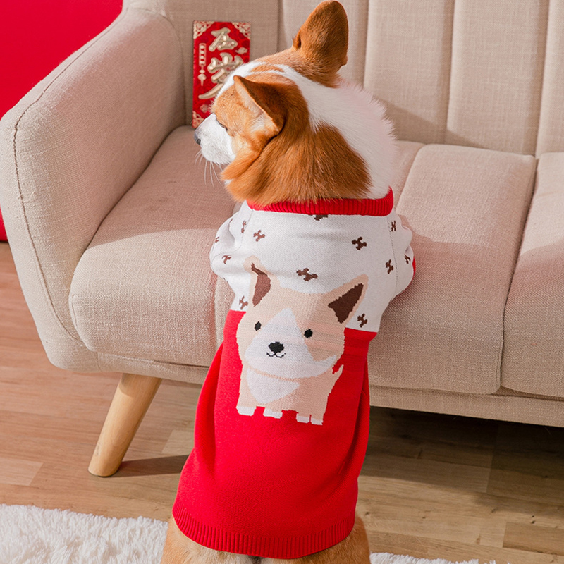 ZOOPEEN Pet Autumn Winter Sweater Cute Corgi Anima... – Grandado