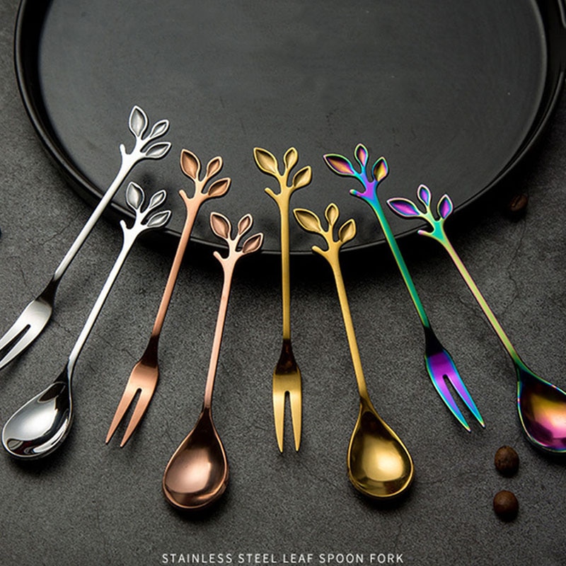 Cute Leaf shape Stainless Steel Coffee Spoons Set ... – Grandado
