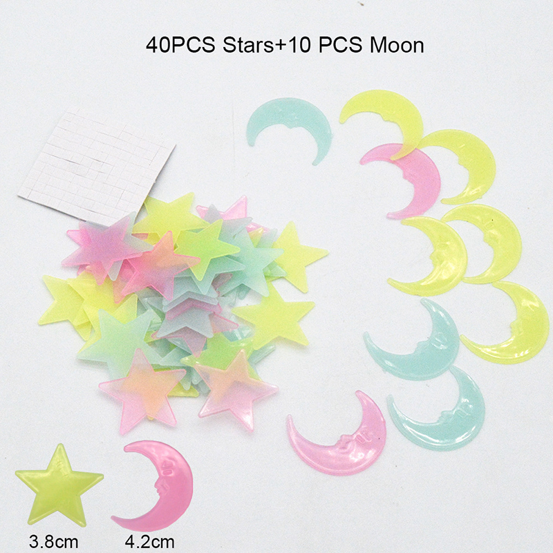 3D Ster En Maan Muurstickers Fluorescent Glow In T... – Vicedeal
