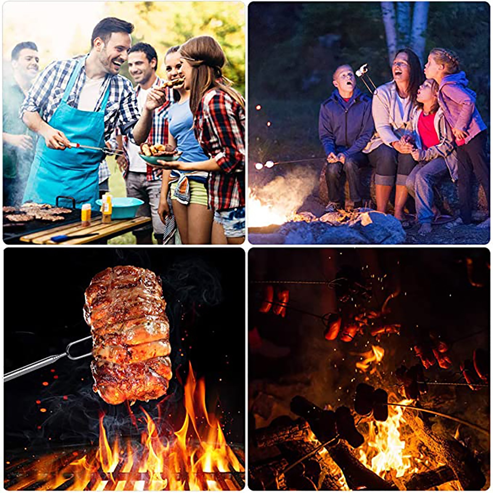 8Pcs Barbecue Vorken Met Doek Zak Houten Handvat B... – Grandado