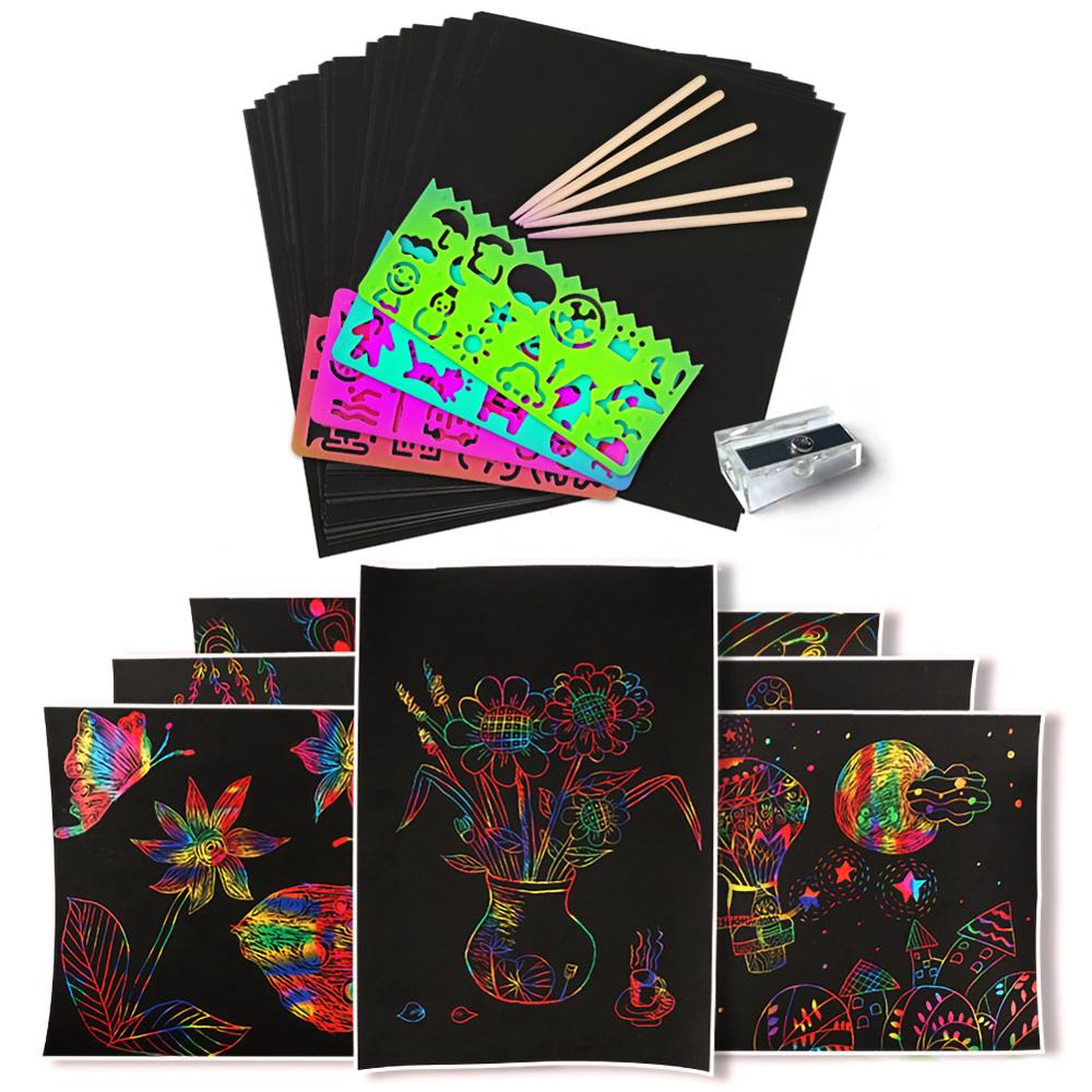 50 Sheets Magic Scratch Art Drawing Board Notebook... – Grandado