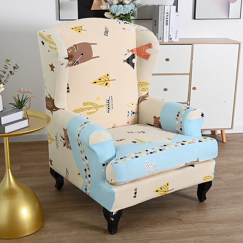 Elastic Wingback Armchair Cover Floral Wing Back C... – Grandado