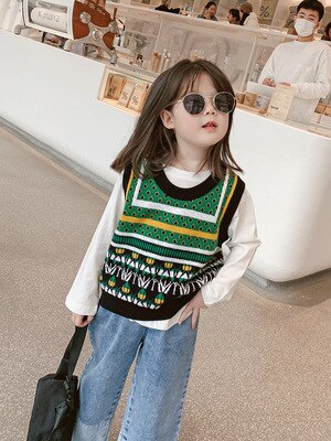 Ins Kids Sweaters Outwear Vest Children Vest Knitt... – Grandado