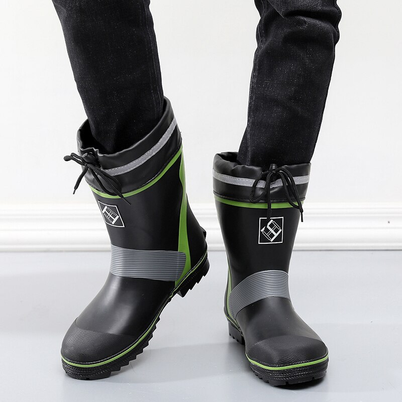 Size 46 Mid-Calf Rubber Rain Boots For Men Flat Fi... – Grandado