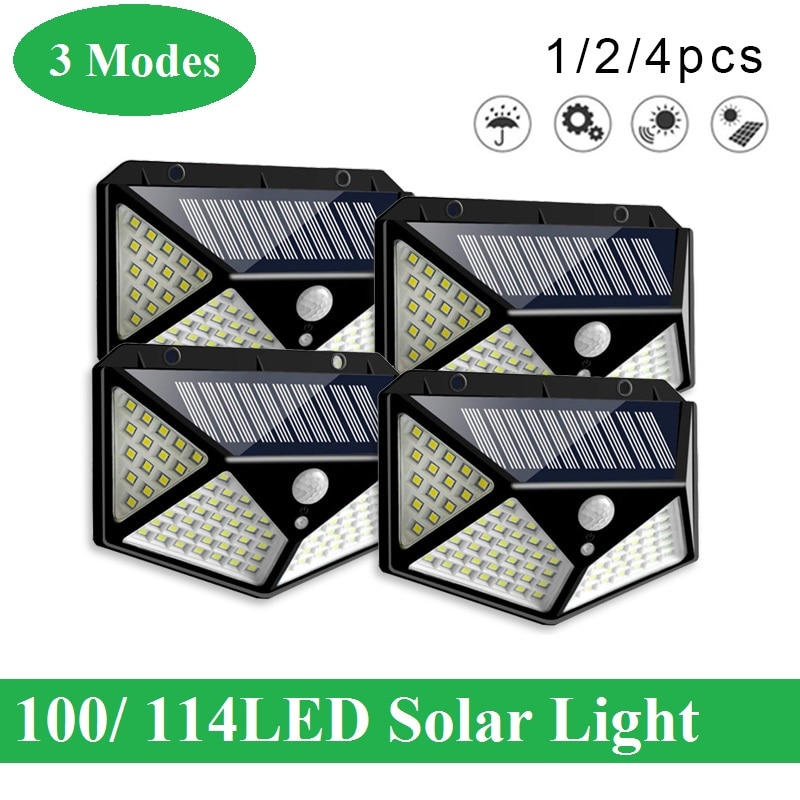 100/114LED 4-Zijdig Solar PowerLight 3 Modes 120 G... – Grandado