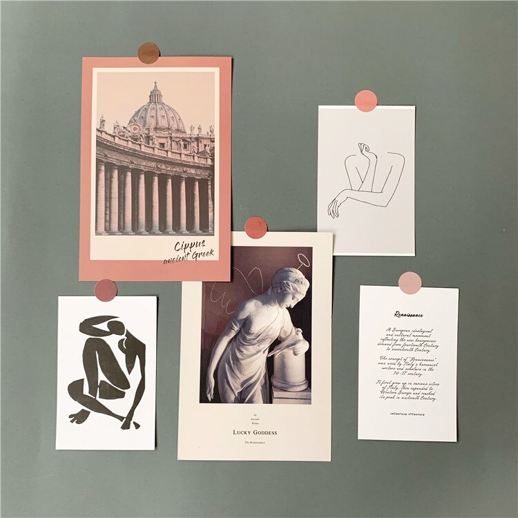 Ins 5 Sheets Retro Art Decorative Cards Simple Sty... – Grandado