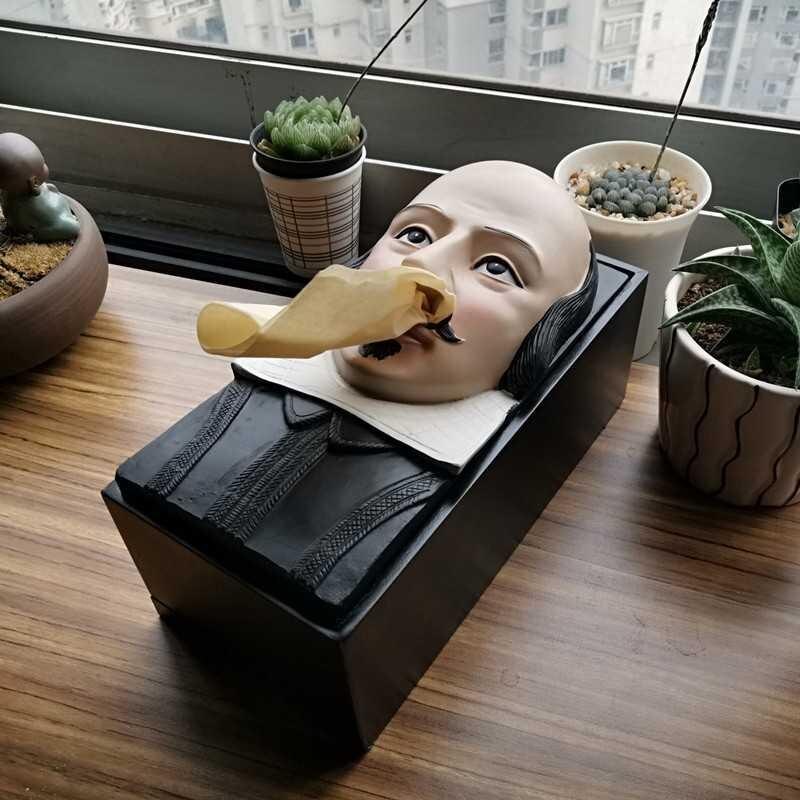 Custom Decorative Funny Tissue Box Shakespeare Fac... – Grandado