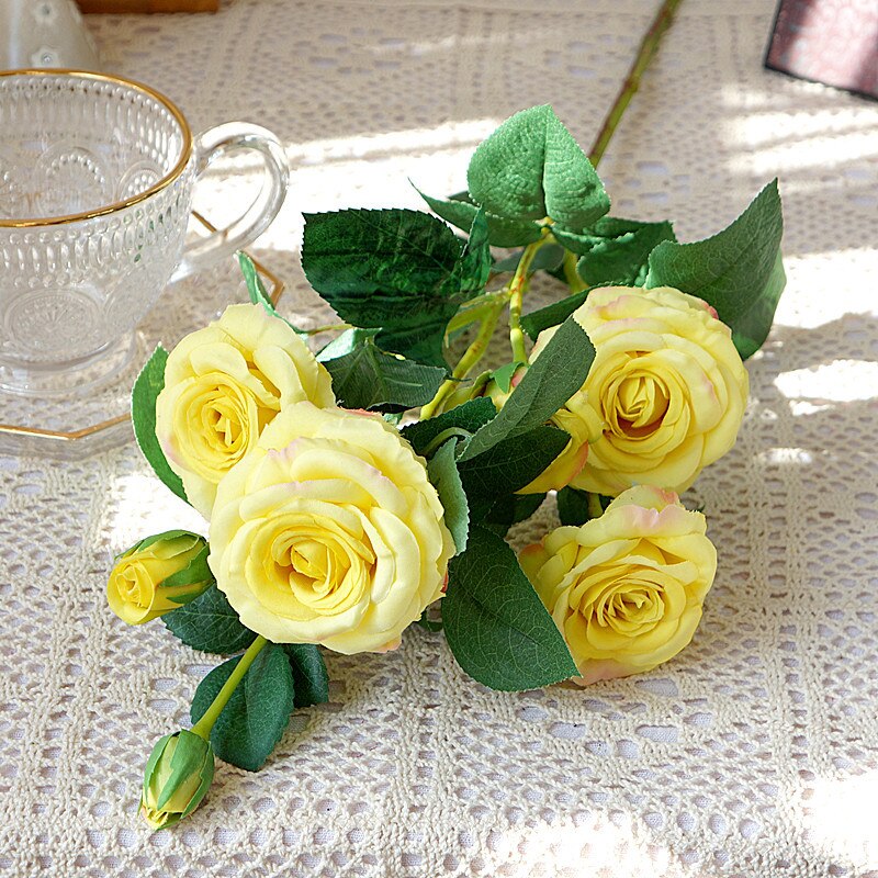 7Heads Effie roses long branch with leaf decorativ... – Grandado