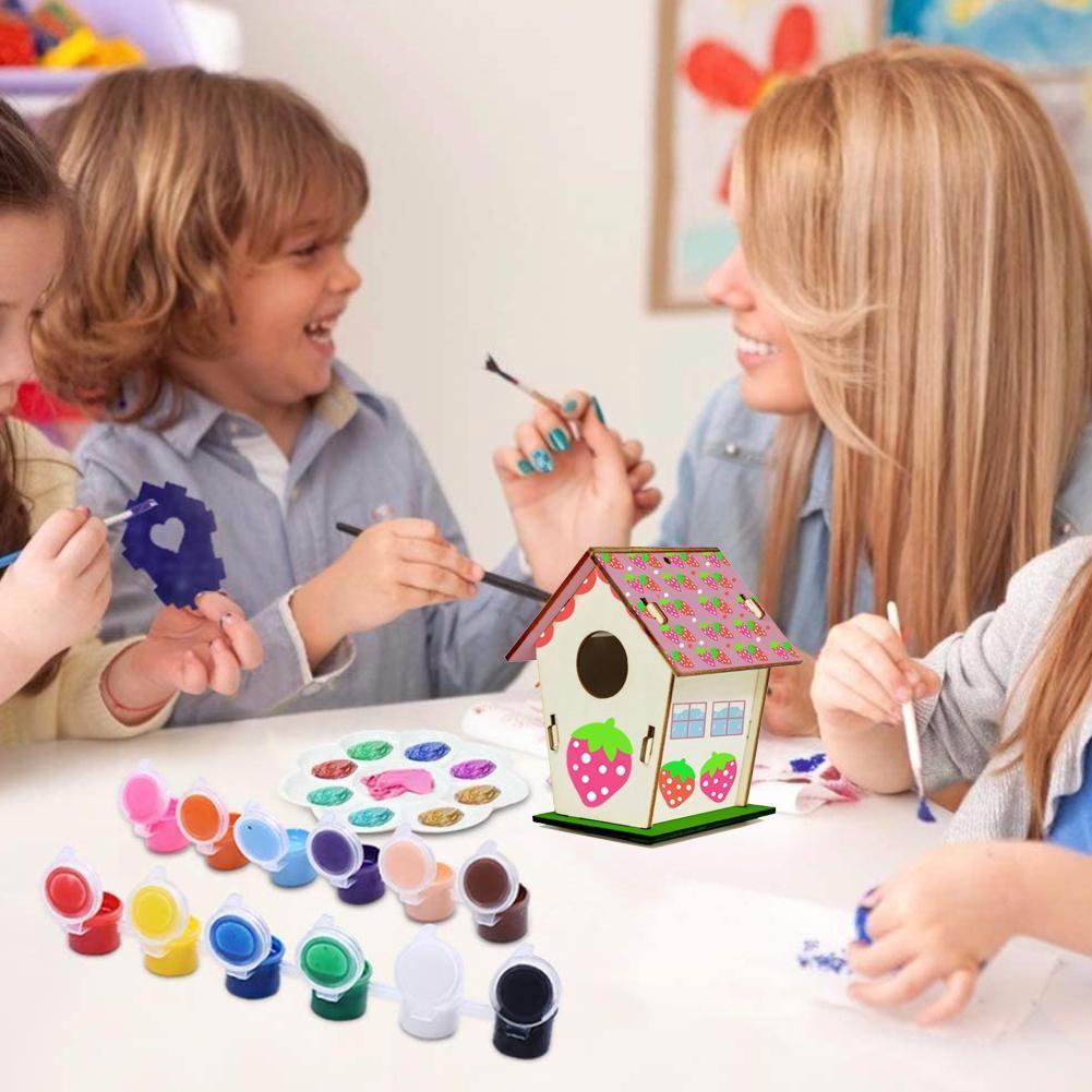 Diy Painting Bird House Kit Bird House Nest Crafts... – Vicedeal