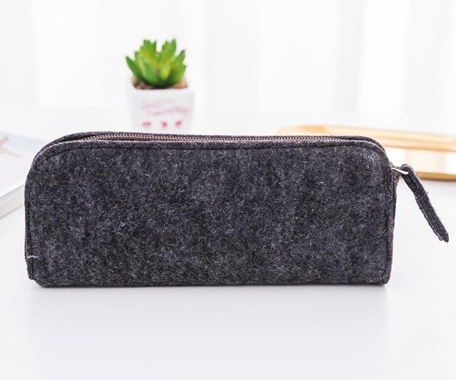 Simple Solid Color Felt Pencil Case High Capacity ... – Grandado