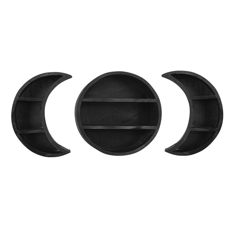 3Pcs Boho Style Storage Shelf Rustic Wooden Moon S... – Vicedeal