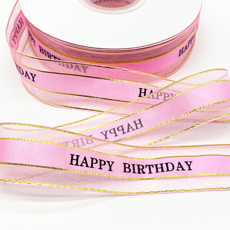 5yds 1" 25mm Printed HAPPY BIRTHDAY Organza R... – Grandado