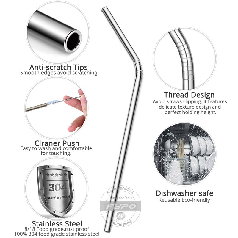 Reusable Drinking Straw 304 Stainless Steel Metal ... – Vicedeal