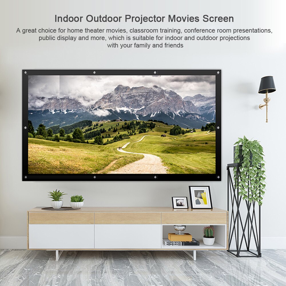 100- tommers projektor lerret 16:9 hd pvc bærbar p... – Grandado