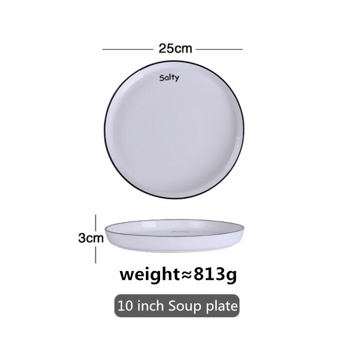 With Letters White Dinner Plate Ceramic Kitchen Pl... – Vicedeal