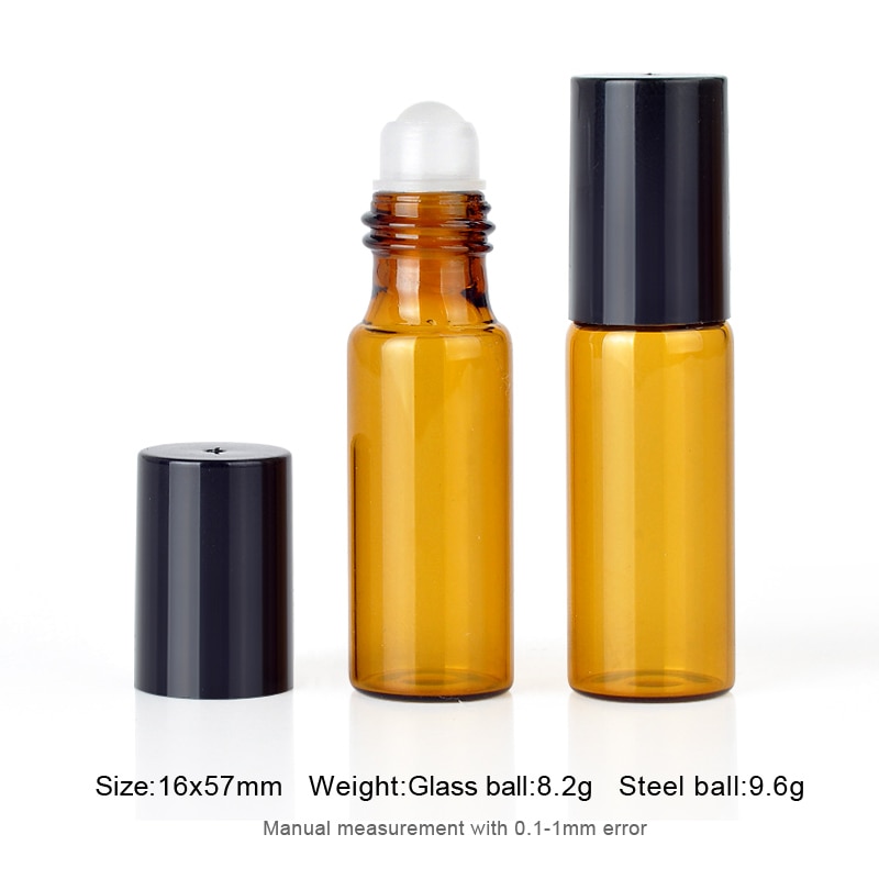 100pcs/lot 5ml Travel Portable Amber Glass Roller ... – Grandado