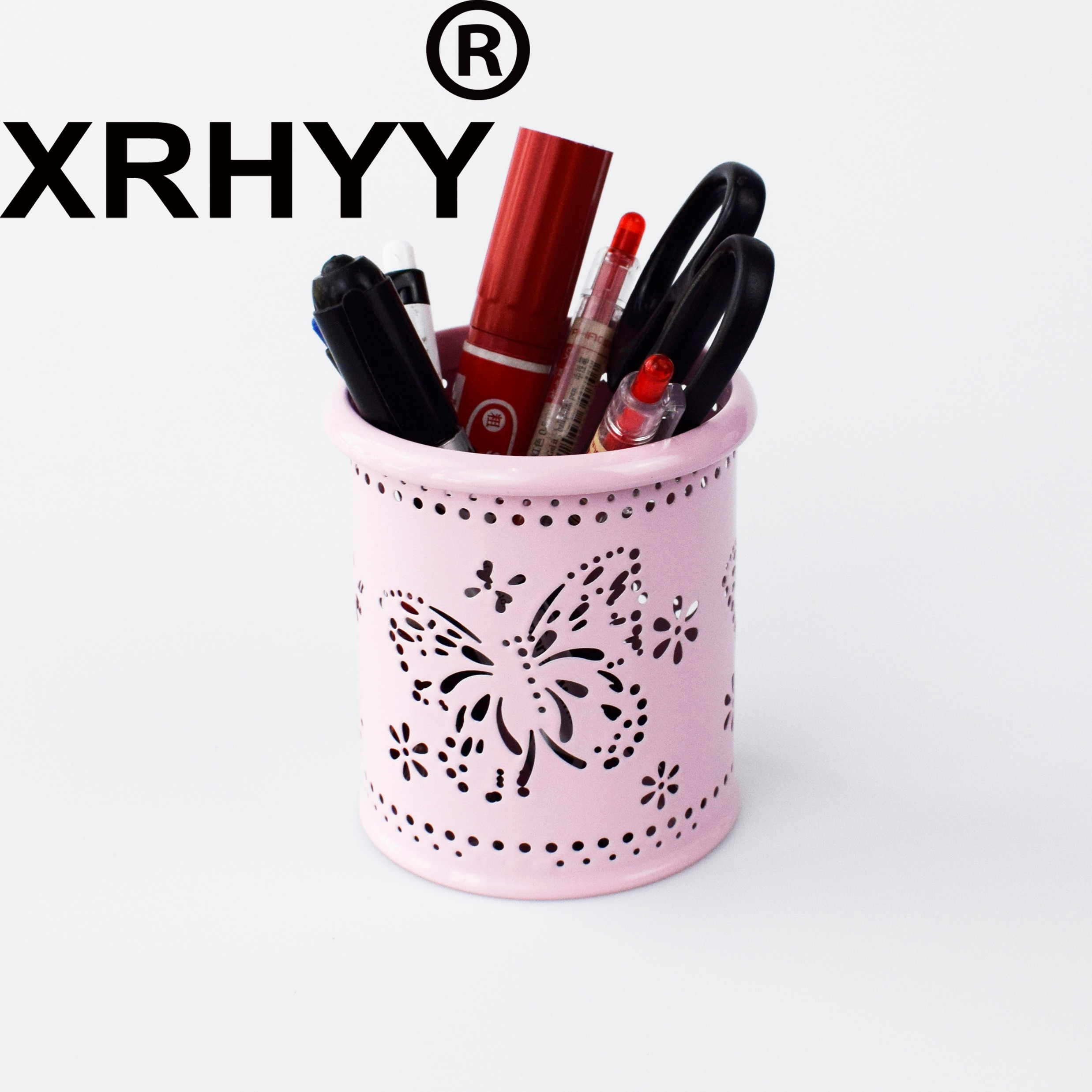 XRHYY Metal Pink Round Hollow Pen Holder Multifunc... – Grandado