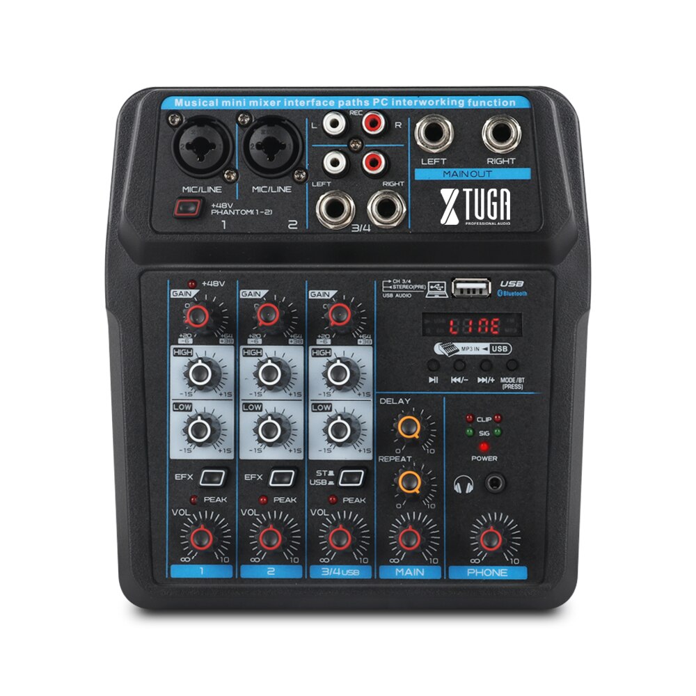 XTUGA 4 Channel Mini Mixer Audio DJ Console with S... – Vicedeal