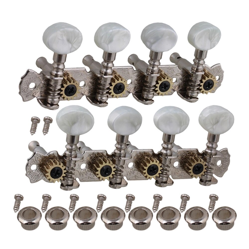4+4 White Pearl Button Mandolin Machine Heads – Vicedeal