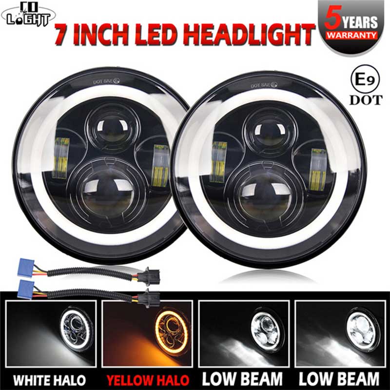 7" Waterproof LED Headlight 60W DRL Halo Angle Eye... – Grandado