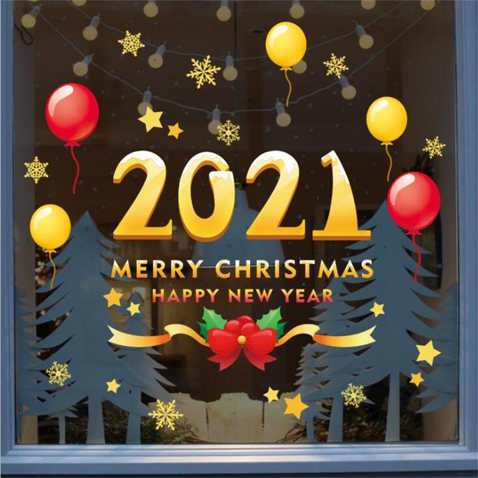 # 2021happy Year Wall Sticker Christmas Decoration... – Grandado