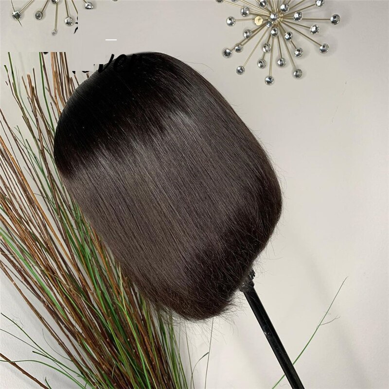 Glueless Jet Black Synthetic Lace Front Wig Blunt ... – Grandado