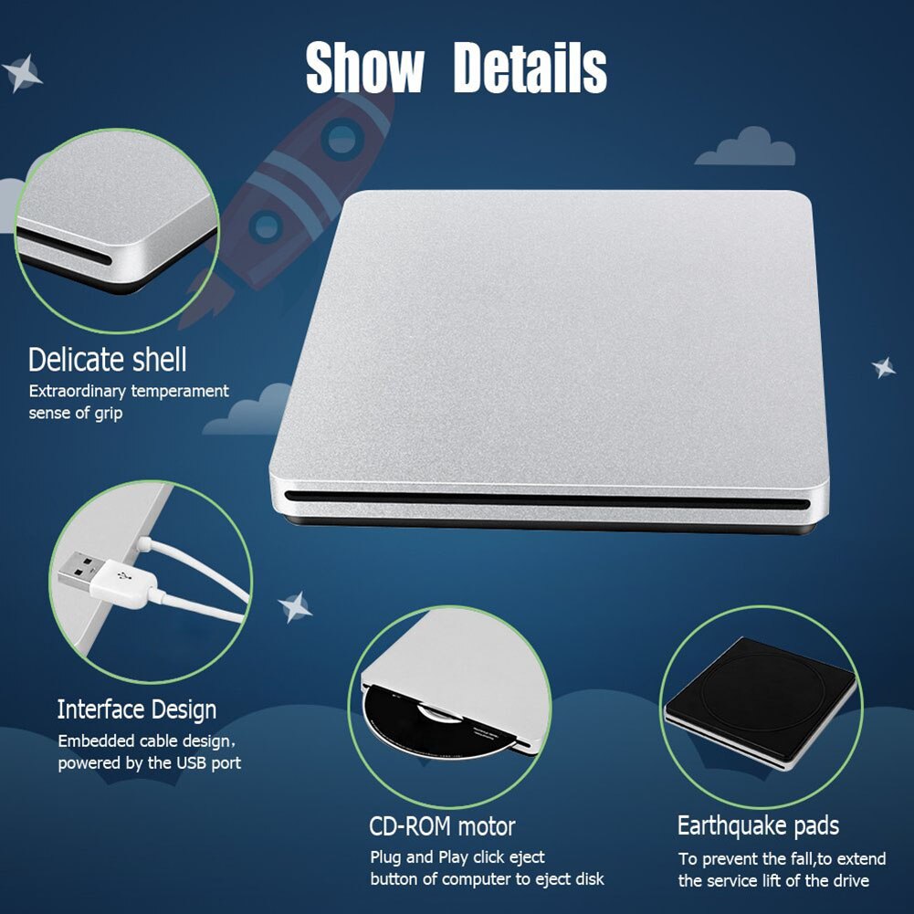Ultra-slim External DVD Drive USB 3.0 Disc Duplica... – Vicedeal