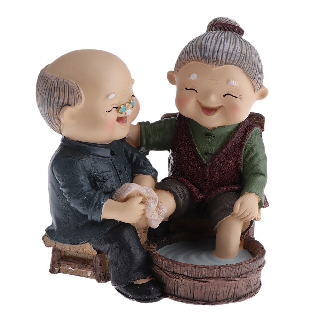 Handmade Resin Craft Loving Elderly Couple Figurin... – Grandado