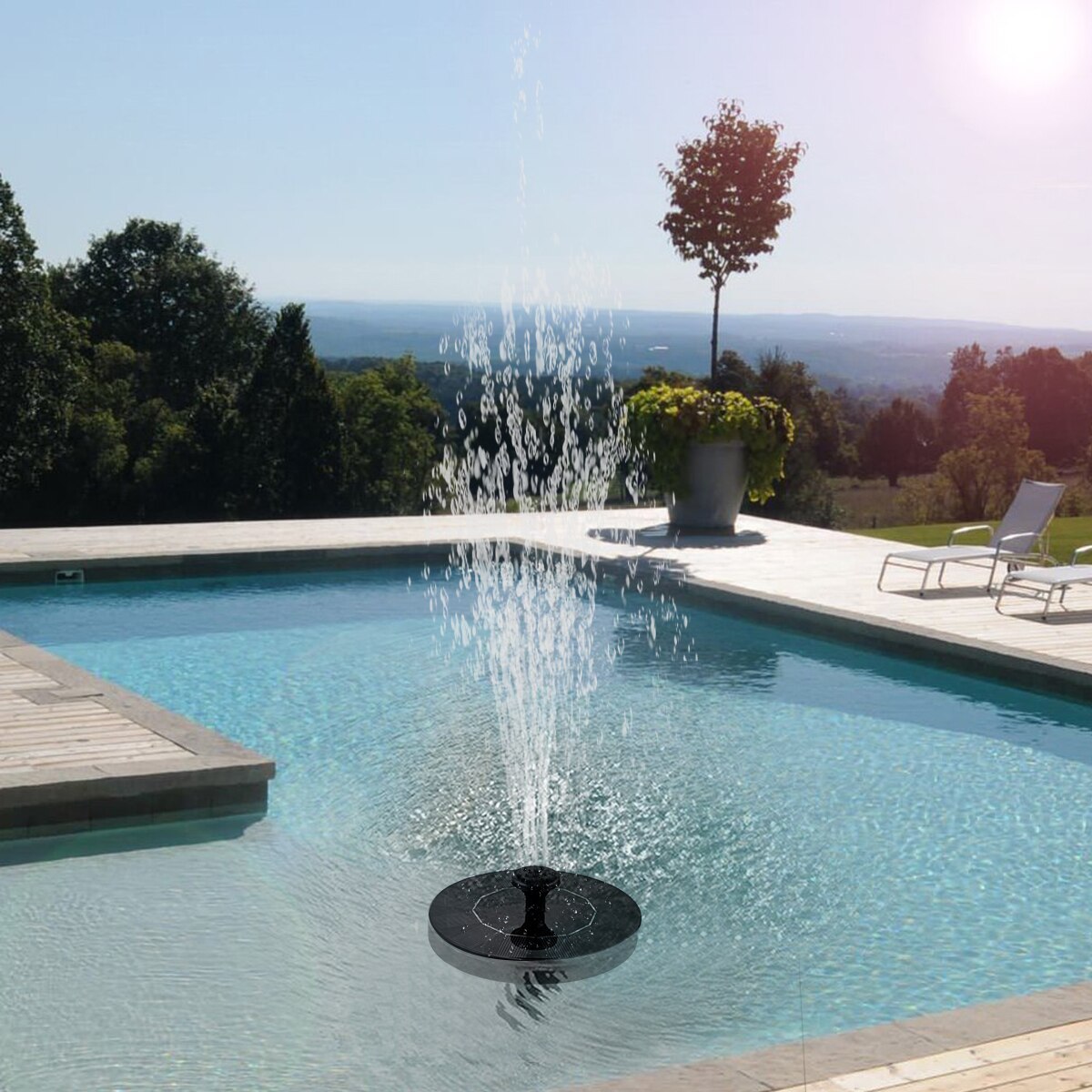 Mini solaire alimenté fontaine jardin piscine étan... – Grandado