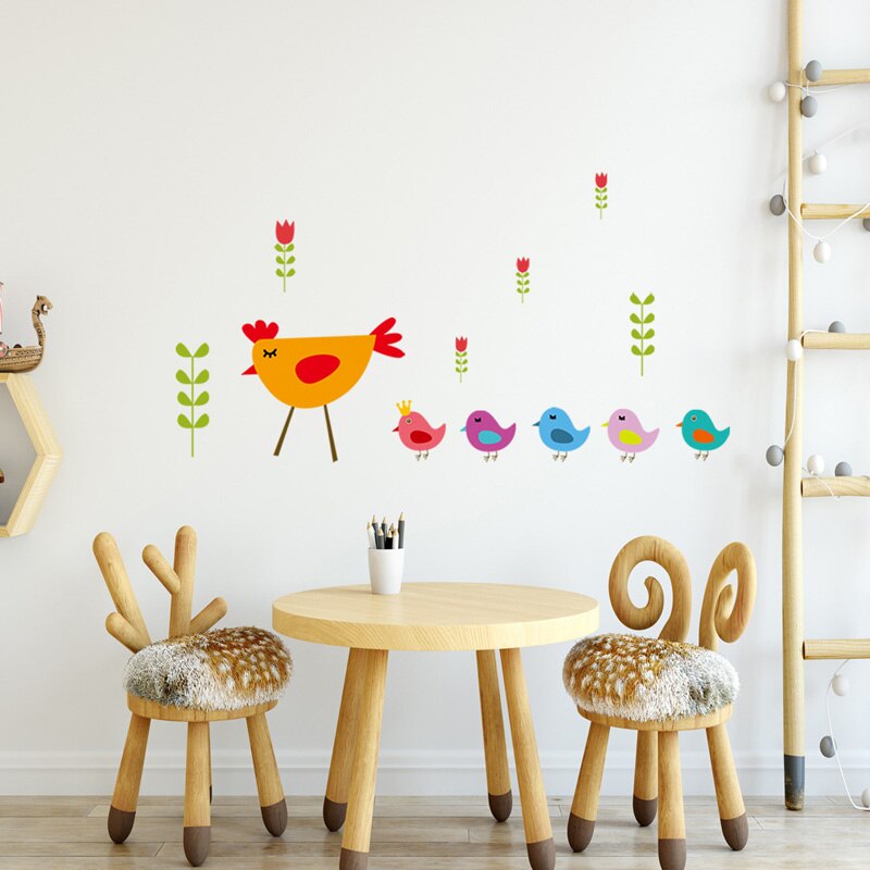 Chicken mother with chick Wall Sticker kids baby r... – Grandado