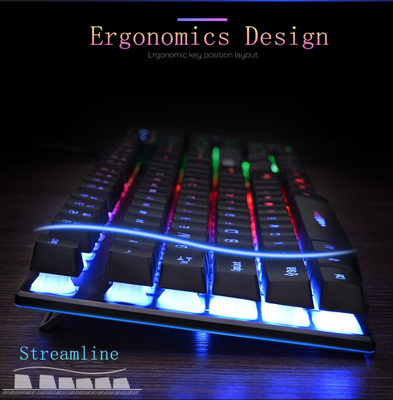 Colorful Gaming Mechanical Feel Keyboard USB Wired... – Grandado