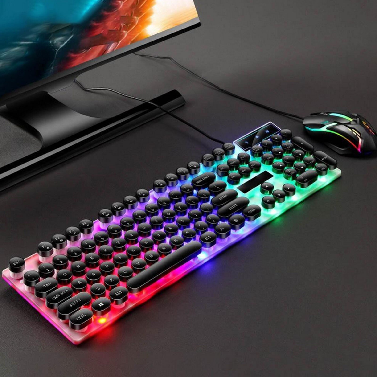 Vococal 104-Key Colorful Backlit Wired Mechanical ... – Grandado