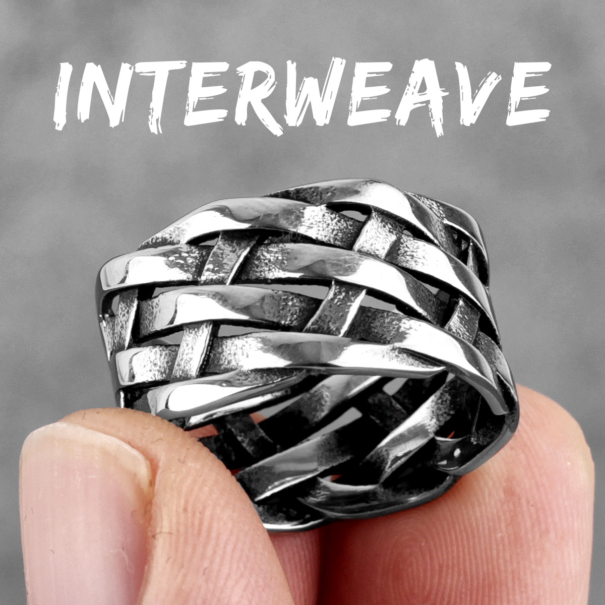 Weaving Hollow Stainless Steel Mens Rings Trendy S... – Grandado
