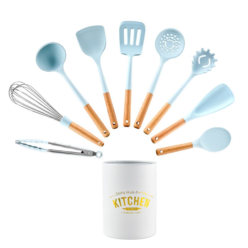 Light Blue Silicone Kitchenware Set Spatula Ladle ... – Grandado