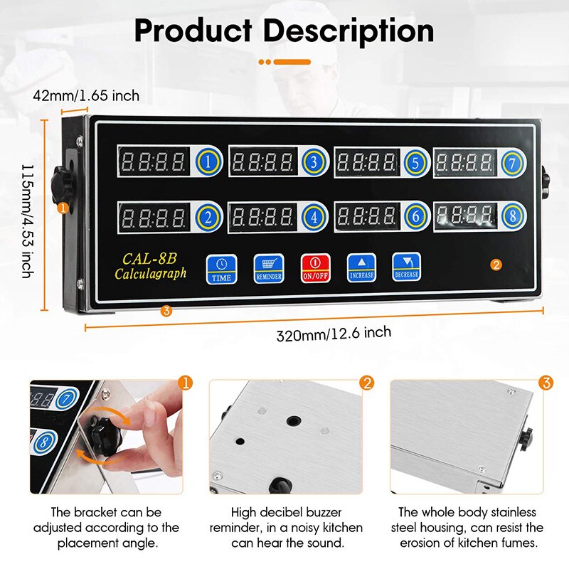US Plug,Portable Calculator 8 Channel Digital Time... – Grandado