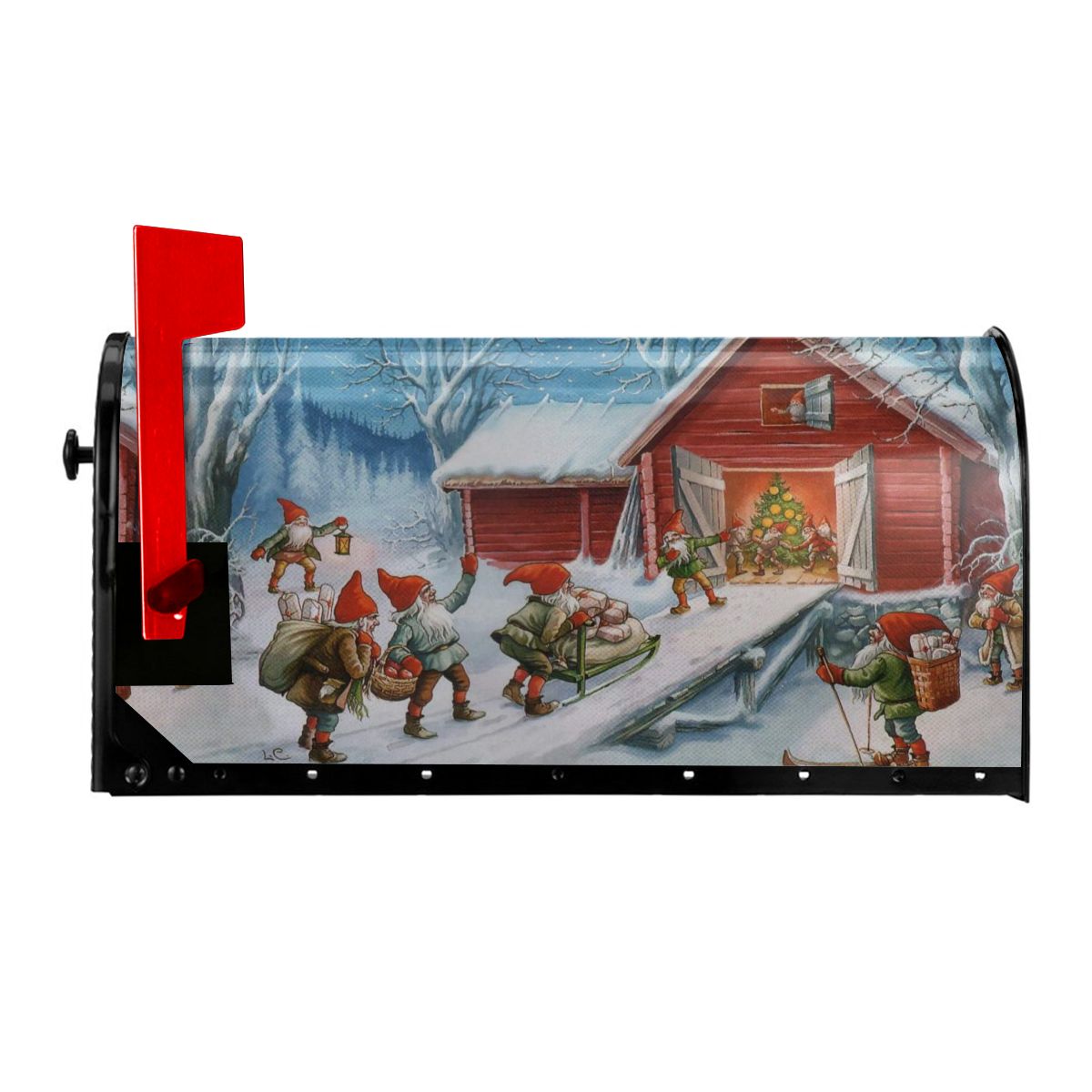 Busy Santas Giving Mailbox Cover Happy Year Mailbo... – Grandado